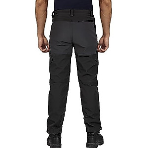 FREE SOLDIER Men's Outdoor Cargo Hiking Pants Water Repellent Softshell Fleece Lined Snow Ski Pants (Black 34W x 30L)