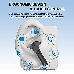 Elnicec Bluetooth Headphones True Wireless Earbuds 3D Stereo Built-in Microphone 30H Playback IPX8 Waterproof in-Ear Earphones for Smartphones，TV，Computers，Notebook