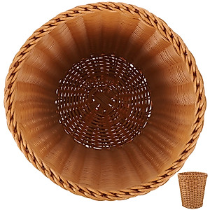 PRETYZOOM Wicker Waste Basket, Woven Trash Can 9.6 Inch Boho Garbage Bin Small Round Wastebasket for Laundry Bathroom Bedroom Kitchen Home Office Countertop