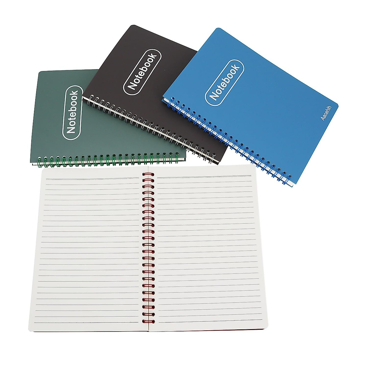 Aacehlh Spiral Notebook Set of 4, A5 College Ruled Lined Journal/Notebook,5.7'' x 8.3'',80 Sheets Per Notebook,Writing Journals for Work, Office & School Supplies. (Blue,Brown,Green,Wine red)