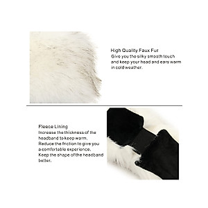 Rulala Fancy Faux Fur Headband for Women Winter Earwarmer Earmuff with Elastic(White)
