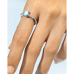 YoTreasure 0.64 ct. t.w. Larimar & White Topaz .925 Sterling Silver Engagement Ring