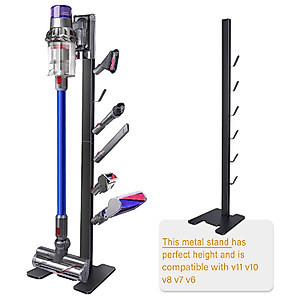 XIGOO Storage-Stand-Docking-Station-Holder Compatible with V15 V11 V10 V8 V7 V6 Cordless Vacuum Cleaners & Accessories, Stable Metal Bracket Organizer Rack, Brushed Black