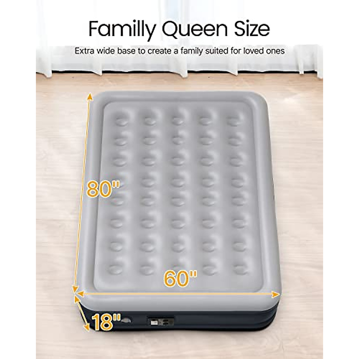 iDOO Air Mattress with Built in Pump, Queen Inflatable Mattress Blow Up Mattress Airbed for Camping & Guest, colchon inflable - Self Inflating, Foldable, Portable & Comfortable, 18" Raised