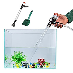 PULACO Aquarium Gravel Cleaner, New Quick Water Changer with Air-Pressing Button, Fish Tank Sand Cleaner Kit with Free Aquarium Brush
