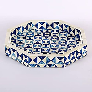 HANDICRAFTS HOME 12x12 Octagon Multi Decorative Tray Breakfast Coffee Table Top Vintage Handmade Serving Tray
