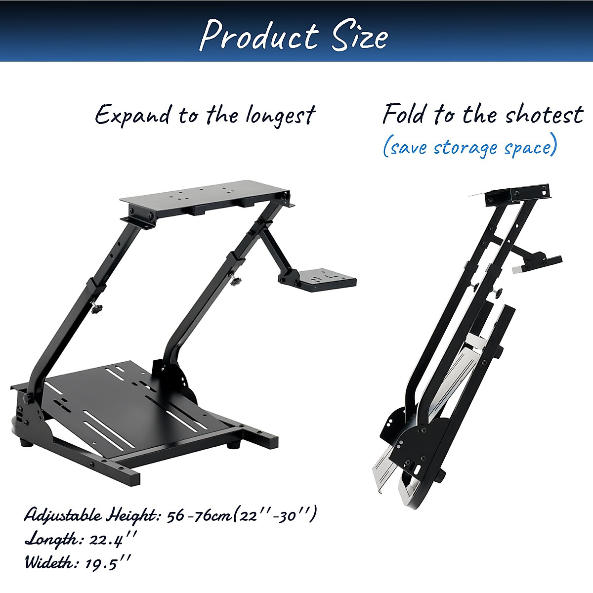 CO-Z Foldable Racing Steering Wheel Stand, Height Adjustable Plus Gearshift Mount Compatible with Logitech G920 G27 G25 G29 Racing Wheel and Pedal, Thrustmaster T80 T150 TX F430 Gaming Wheel Stand