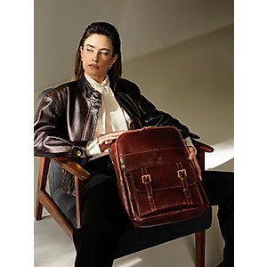Time Resistance Leather Backpack Vintage Rucksack Purse for Laptop up to 15in Brown Book Bag