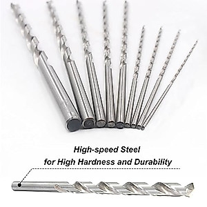 Saipe 9PCS 150-200mm Extra Long Twist Drill Bits Set Round Straight Shank Tool Sets, Lengthened High Speed Steel Twist Drill Set Tool for Wood Plastic and Aluminum(2-10mm OD)