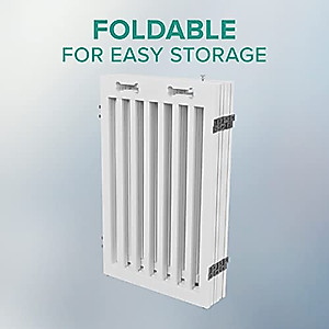 Arf Pets Freestanding Dog Gate with Door, 6 Panel 360° configurable Wooden Fence, 120" Wide, 31.5" Tall, Foldable, Four Support Feet Included, for The House - Indoor Use