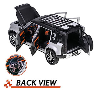 1/24 Diecast Model Car Pullback Vehicle Toy Collection for Land Rover New Defender 110, Kids Gift, with Sound and Light