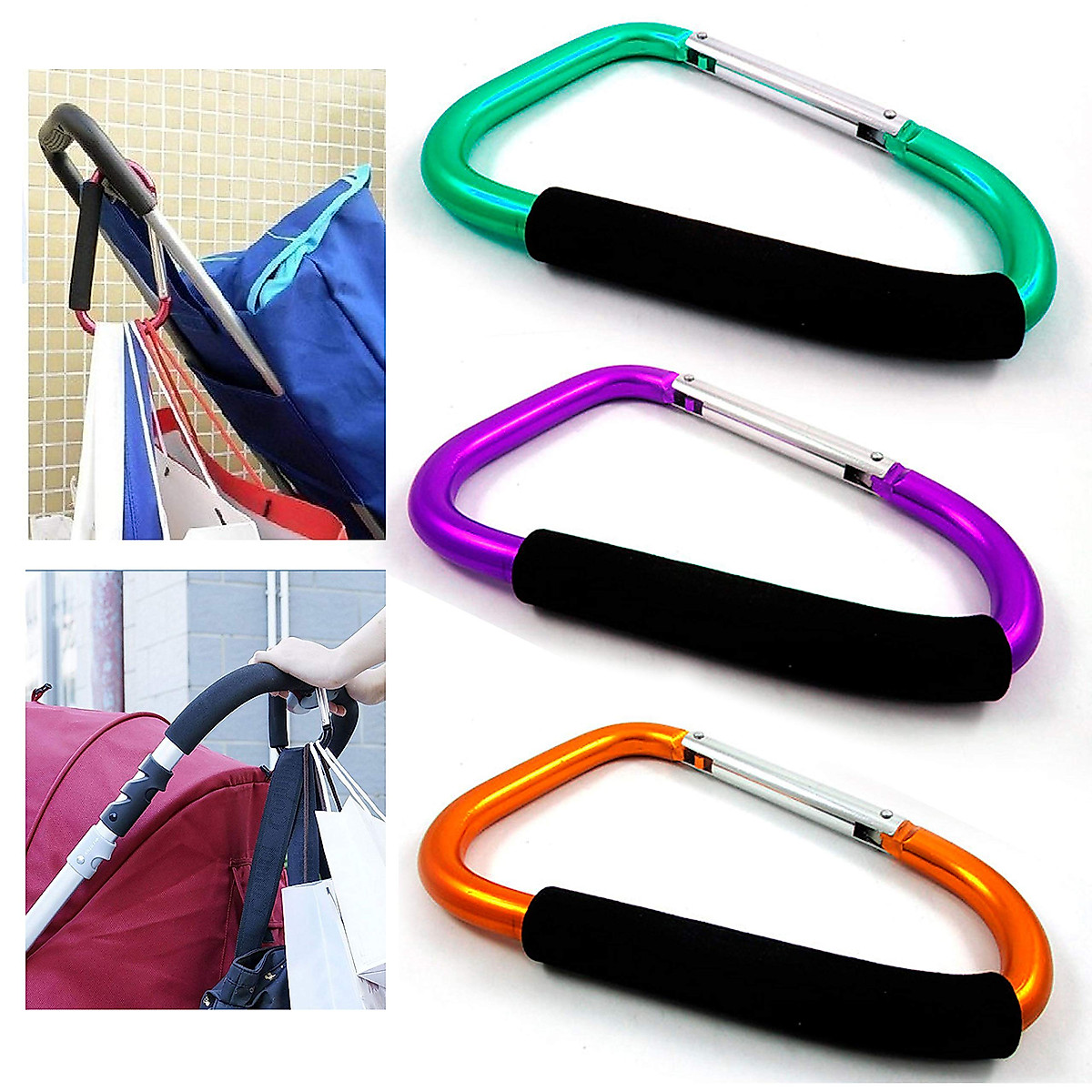 8" Jumbo Aluminum Carrying Hook Grocery Shopping Carabiner Heavy Duty Snap Lock