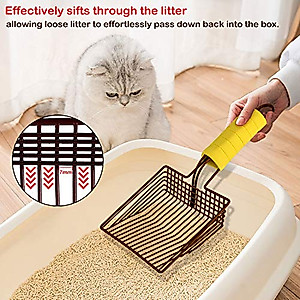 Lxmons Cat Litter Scoop, Steel Metal Scooper with Deep Shovel and Long Foam Handle for Kitty Litter Box, Soft Pet Sifter, Comfy Poop Sifting, Pooper Lifter, Durable and Heavy Duty, Bronze Finish