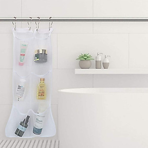 Gsycle 2PCS Shower Caddy, Mesh Shower Organizer Hanging Bathroom Storage Organizer Toy Organizer with 6 Pockets for Bathroom Bedroom(White)