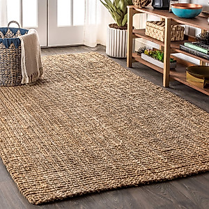 JONATHAN Y NRF102A-3 Pata Hand Woven Chunky Jute Indoor Area -rug Bohemian Farmhouse Easy -cleaning Bedroom Kitchen Living Room Non Shedding, 3 ft x 5 ft, Natural Color