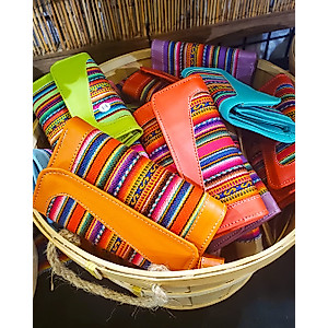 Mia Jewel Shop Multicolored Tribal Striped Print Leather Trifold Wallet ID Window Card Slots - Womens Fashion Handmade Bags Boho Travel Accessories (Blue)