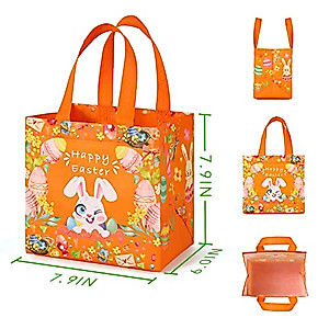 YANGTE Easter Bags 18 packs, Easter Baskets with Handle Gift Bags Reusable Non-Woven Tote Bags for Easter Holiday Spring Party Supplies Open Size 12.4 * 9.84 * 6.69 in