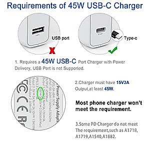 Surface Connection to USB C Charging Cable Compatible with Microsoft Surface Pro 7 6 5 4 3, Surface Go 3 2 1, Surface Laptop 4 3 2 1, Must Works with 45W 15V3A USB-C Charger (4.9ft & Travel Case)