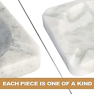 Koville African Natural Marble Cigar Ashtray, 7.28" Large Square Cigarettes Ash Tray, Cool Ashtrays for Patio, Indoor, Smoking Accessory for Home Office Hotel Decor(Namib Fantasy)