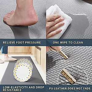 SHANJE Kitchen Mat set of 2 [23.5"x33.5"+23.5"x59"]Ultra Wide Plaid Texture Anti Fatigue Kitchen Floor Mat,Waterproof Non Slip Cushioned Mat,Comfort Kitchen Rugs for Hardwood Floors-GREY