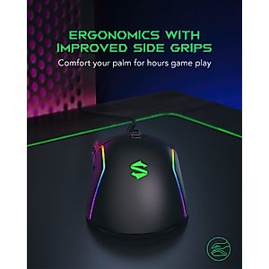 Black Shark Gaming Mouse Wired, USB Computer Ergonomic Mouse with 7 Adjustable DPI Up to 10,000, 7 Programmable Buttons, 5 Modes RGB Backlight, Optical Gamer Mice for Windows PC Laptop Mac