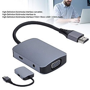 HDMI to VGA with Audio Adapter, 4 in 1 HDMI Converter o HDMIVGAMicro USB+3.5mm Audio Adapter Docking Station, Compatible for Computer, Desktop, Laptop, PC, Monitor, Projector,