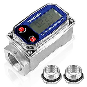 Turbine Flow Meter 3/4" inch Digital LCD Display with NPT Counter Oil Flowmeter Kerosene Diesel Fuel Flow for Measure Diesel Kerosene Gasoline
