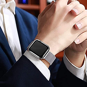 【3 Pack】 Easuny Design for Apple Watch Case 44mm Series 6 SE Series 5 4 with Built-in Glass Screen Protector - Overall Protective Hard Cover Accessories for iWatch Women Men,Black Sea-Blue Silver