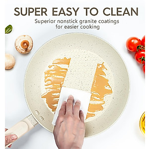 MICHELANGELO Frying Pan with Lid, Nonstick Frying Pan 10 Inch with Non-Toxic Granite Coatings, Nonstick Frying Pan with Lid, Stone Skillet, Nonstick Pan 10 Inch, Induction Compatible