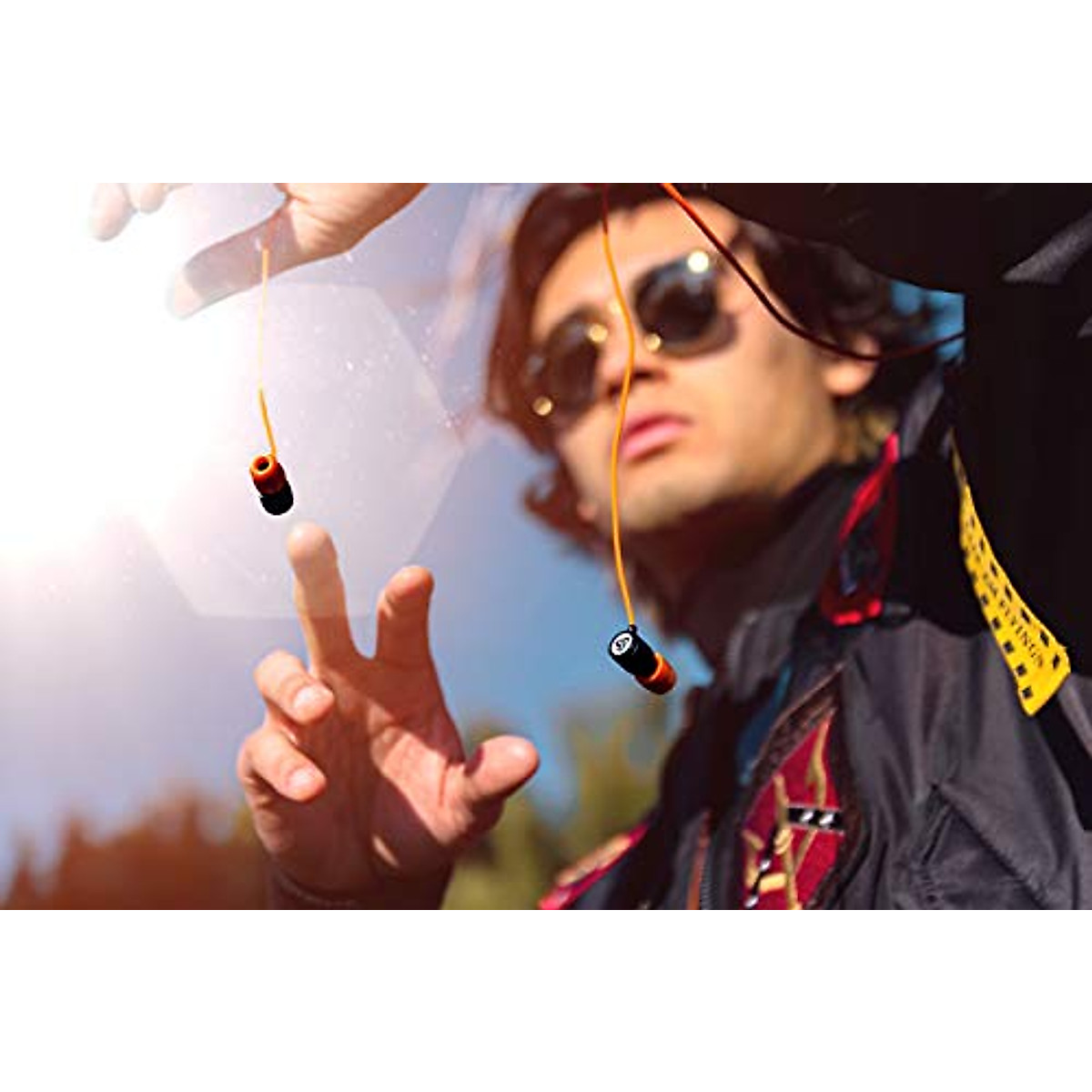 LUDOS Ultra Wired Earbuds in-Ear Headphones, 5 Years Warranty, Earphones with Microphone, Noise Isolating Ear Buds, Memory Foam for iPhone, Samsung, School Students, Kids, Women, Small Ears - Orange