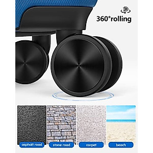 SunnyTour Hardside Luggage Sets with Tag, Luggage 3 Piece Set with Double Spinner Wheels, 28" Expandable Checked Luggage, Blue