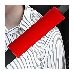 BESULEN Auto Seat Belt Cover, 2 Pack Car Safety Seatbelt Shoulder Pad for More Comfortable Driving, Universal Soft Harness Pad for Backpack Handbag Camera Straps, Compatible with All Cars (Red)