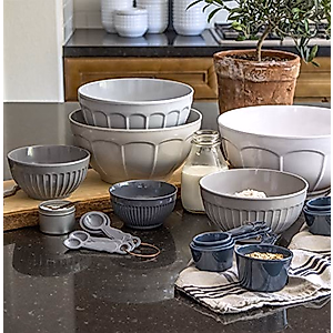 TarHong French Country 6-Piece Mixing Bowl Set, Rey, 0.4, 0.8, 1.6, 2.9, 4.2, 6 qt, Melamine, 6 Piece Set