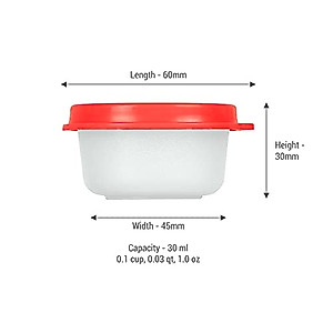 Condiment Cups container with Lids- 8 pk. 1 oz.Salad Dressing Container to go Small Food Storage Containers with Lids- Sauce Cups Leak proof Reusable Plastic BPA free for Lunch Box Picnic Travel (Red)