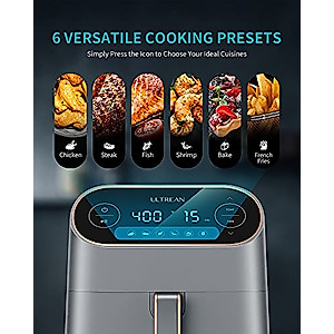 9-Quart 6-in-1 Electric Hot Air Fryer Oven, Large Family Size Oilless Cooker with LCD Touch Control Panel and Nonstick Basket - ETL Certified, 1750W