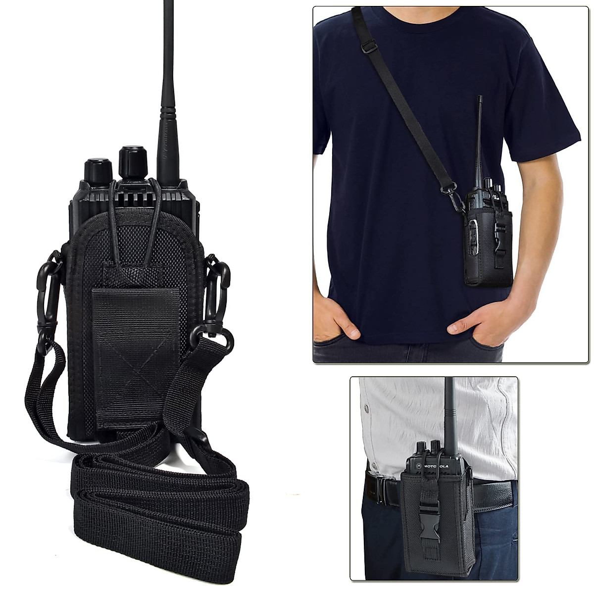 HYS Nylon Case with Belt Loop & D-Ring/Black Carrying Strap, Tactical Holster Walkie Talkie Pouch for MOTOROLA GP328 PRO5150 GP320 GP340 MTX960 Handheld Two Way Radio