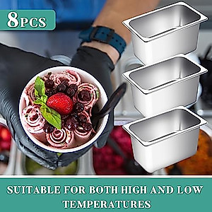 Jinei 1/4 Size 6 Inch Deep Hotel Pans 201 Stainless Steel Pan Quarter Commercial Food Pans Metal Steam Table Pan for Kitchen Restaurant Buffet Party Supplies (8 Pcs)
