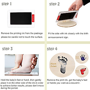 Newborn Announcement Sign Wooden for Baby Name and Birth Details for Hospital Custom Photo Baby Announcement Sign Fingerprint Footprints can be Left on The Back （4-6inch）