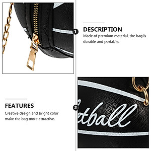 VALICLUD Shoulder Purse Round Basketball Shaped Bag PU Leather Round Handbag Shoulder BagsFashion Cow Crossbody Bag Fashion Winter Messenger Tote Bag for Women Girls (Black) Novelty Shaped Purse