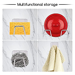 8 Pack Sponge Holder for Kitchen Sink Caddy with 1 Roll Double-sided tape Stainless Steel Strong Adhesion Strength Not Easy Shedding Rust Proof Waterproof Kitchen Sink Sponge Holder