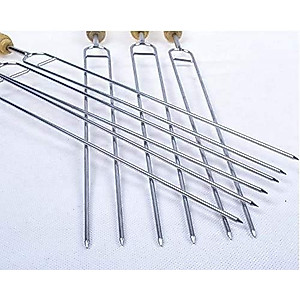 IMEEA 15.3-Inch Kabob Skewer for Grilling, Metal Stainless Steel BBQ Skewer Double Pronged Kebab Skewer with Wooden Handle, 12-Piece