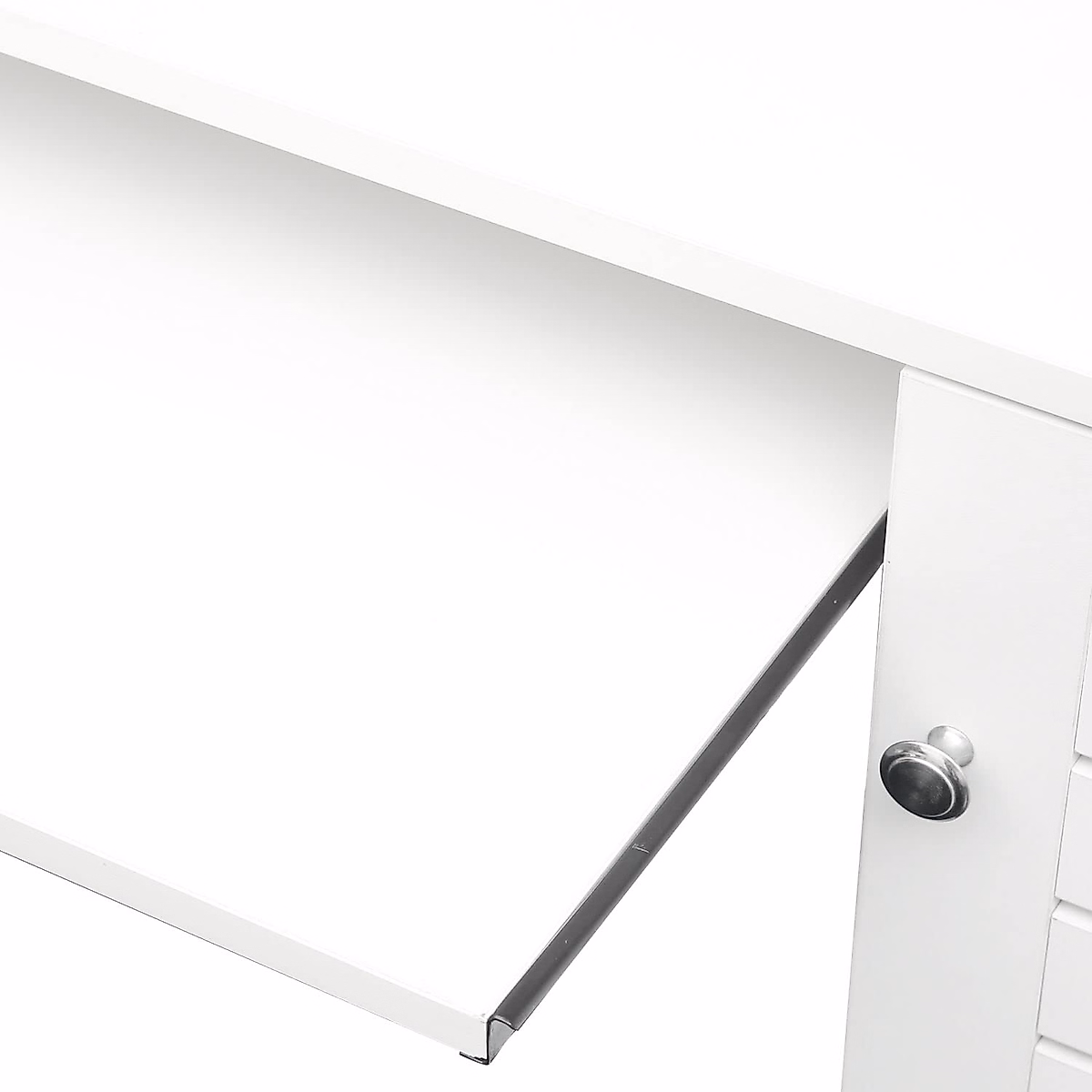 Computer Desk with 3 Drawers and Bookshelf, Wooden Teens Student Desk Writing Laptop Workstation with Keyboard Tray & Hutch, Home Office Computer Desk for Small Space, White