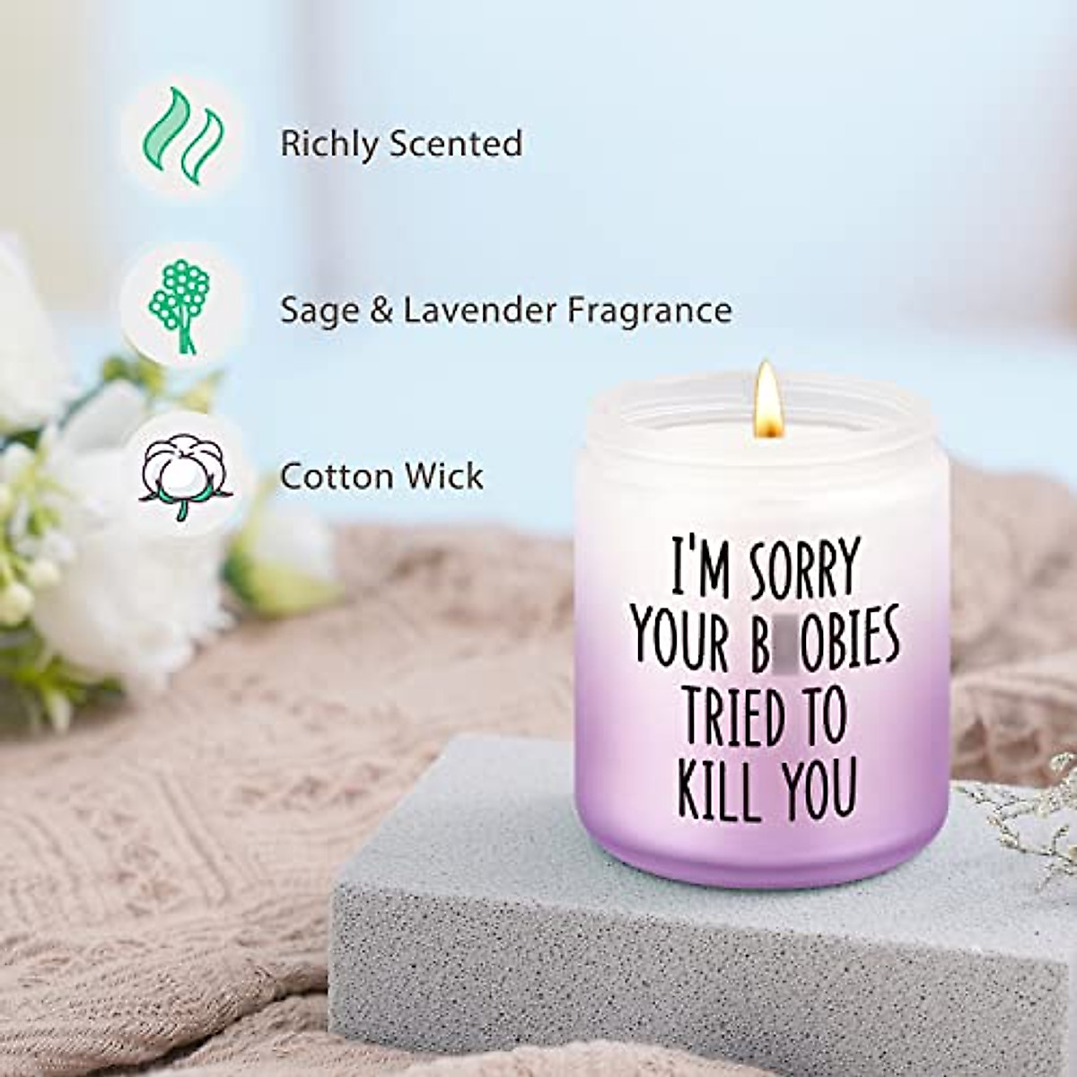 GSPY Scented Candles - Breast Cancer Gifts, Breast Cancer Survivor Gifts for Women - Breast Cancer Awareness, Breast Cancer Encouragement, Chemo Gifts for Women, Breast Cancer Patients, Cancer Fighter