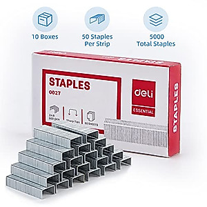 EZWORK Standard Staples, 5/16 inch Length, 40-60 Sheet Capacity, 5000 Staples, 10 Pack General Purpose Staple, Jam Free Sharp Chisel Point Staples for Most Standard Desktop Stapler (5/16'' Length)