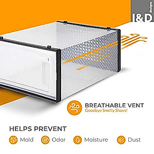 I&D DESIGNS STACBOX Shoe Organizer | Stackable Easy to Assemble for Closet | Protects Shoes | Clear Display | Declutters Spaces | Multipurpose Storage Container (SMALL Size 6 Pcs)