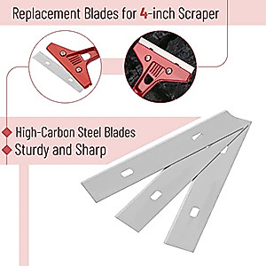 Bates- Replacement Scraper Blades, 4 Inch, 30 Pcs, Scraper Blades, Floor Scrapper Blade, Replacement Razor Blades, Carbon Steel Razor Blades, Paint Scraper Blades, 4 Inch Scraper Blades