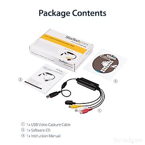 StarTech.com USB Video Capture Adapter Cable - S-Video/Composite to USB 2.0 SD Video Capture Device Cable - Twain Support - Analog to Digital Converter for Media Storage - Windows Only (SVID2USB232)