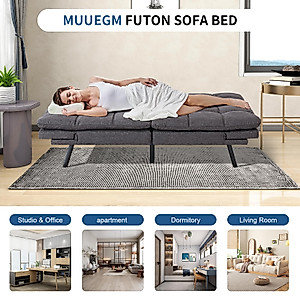 MUUEGM 71" Couches for Living room, Futon Sofa Bed with Memory Foam and Adjust Backrest, Sofa for Studios, Apartments, Dormitories, Offices and Game Rooms.Dark Grey Sofa