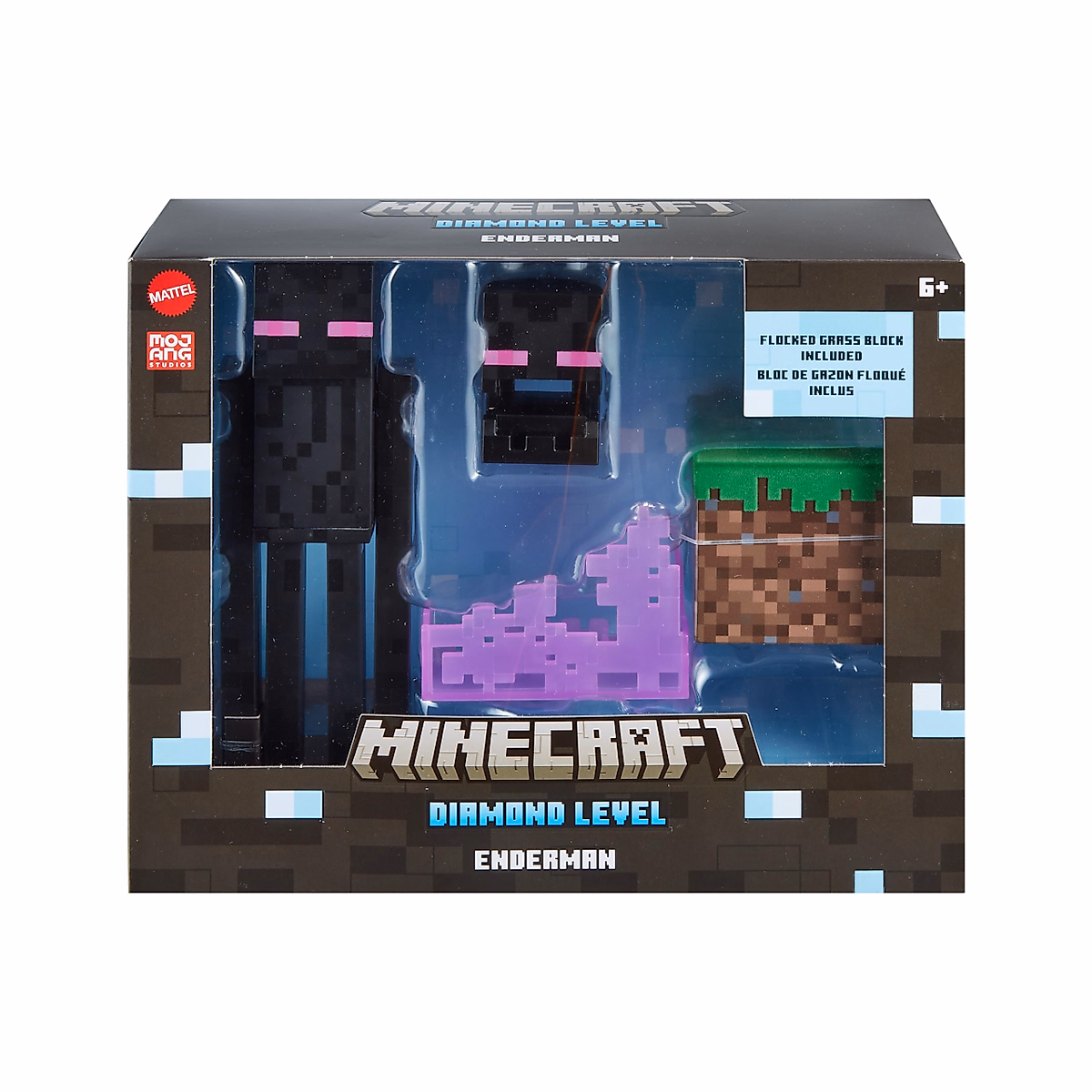Mattel Minecraft Diamond Level Enderman Action Figure & Die-Cast Accessories, Collectible Toy Inspired by Video Game, 5.5 inch