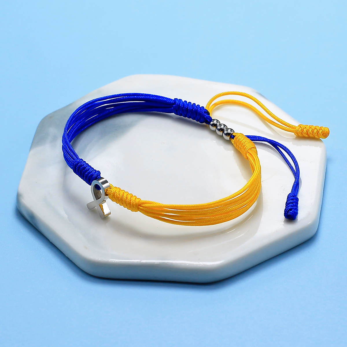 HARACRAFT Down Syndrome Awareness Bracelet, Bracelet For A Cause, Awareness Ribbon Bangle, Health Wristband for Protection Surfer String Bracelet for Men, Women (Down Syndrome)